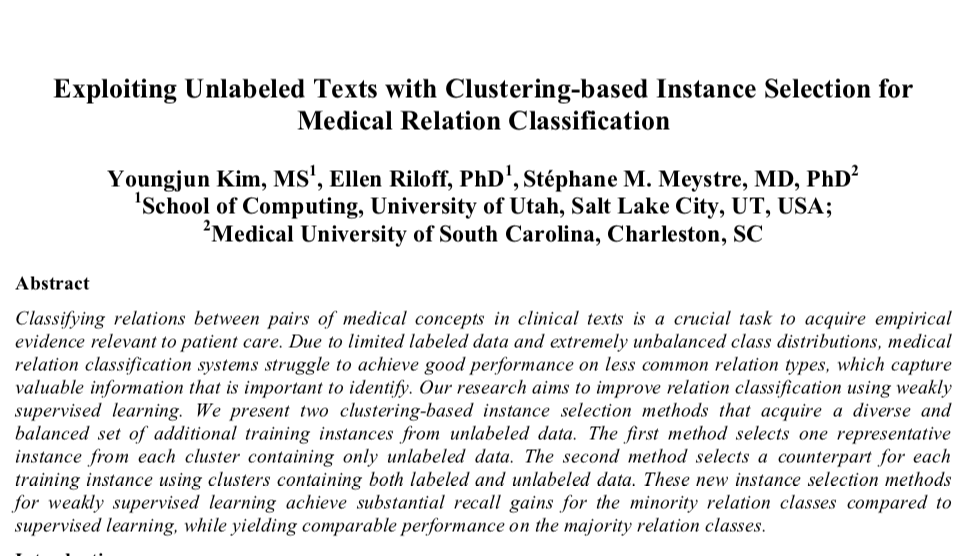 Exploiting Unlabeled Texts With Clustering Based Instance Selection For